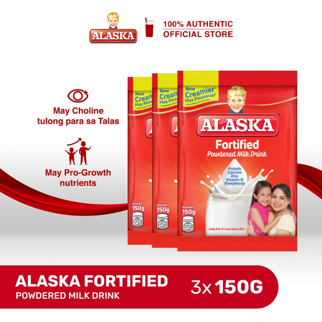 Alaska Fortified Powdered Milk Drink Sachet 150g | Set of 3 | Shopee ...