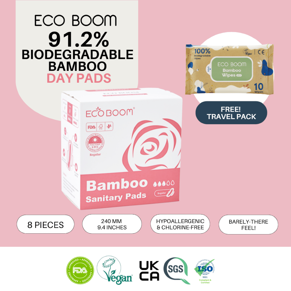 NEW! ECO BOOM DAY PADS Feminine Biodegradable Bamboo Sanitary Pads ...