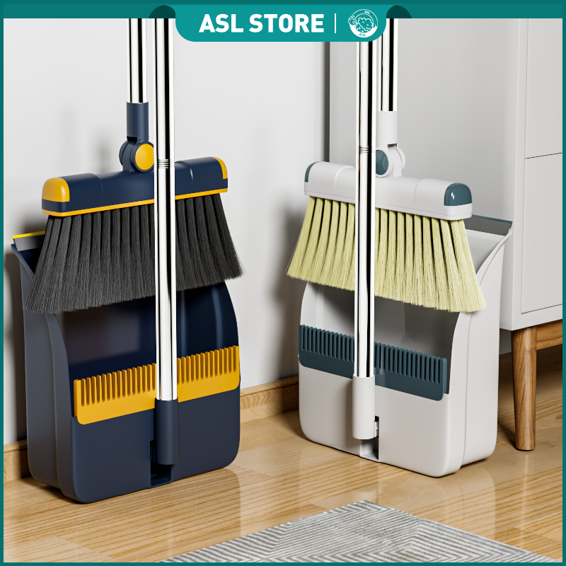 ASL Foldable Broom Dustpan Set Household Floor Cleaning Set Rotating ...