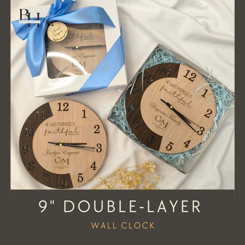 Personalized 9" Double-Layer Wooden Wall Clock | Shopee Philippines