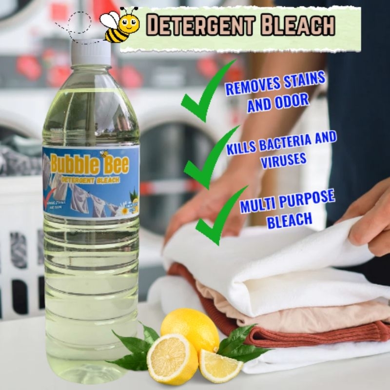 1LITER BUBBLE BEE DETERGENT BLEACH TOUGH ON STAIN AND ODOR | Shopee ...