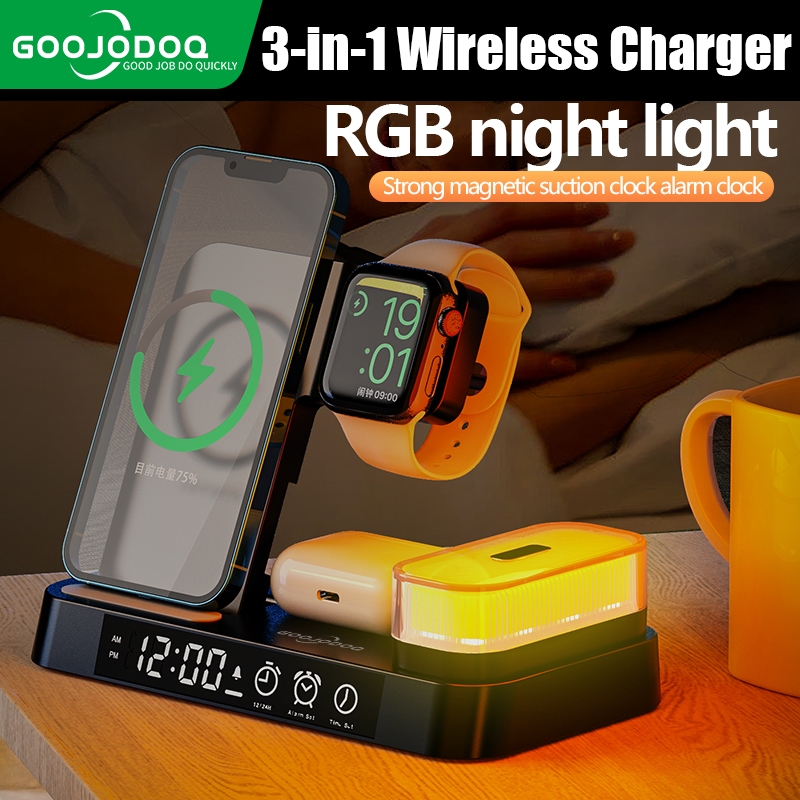 GOOJODOQ 5 in 1 Magnetic Wireless Fast Charger with Colorful Light for ...