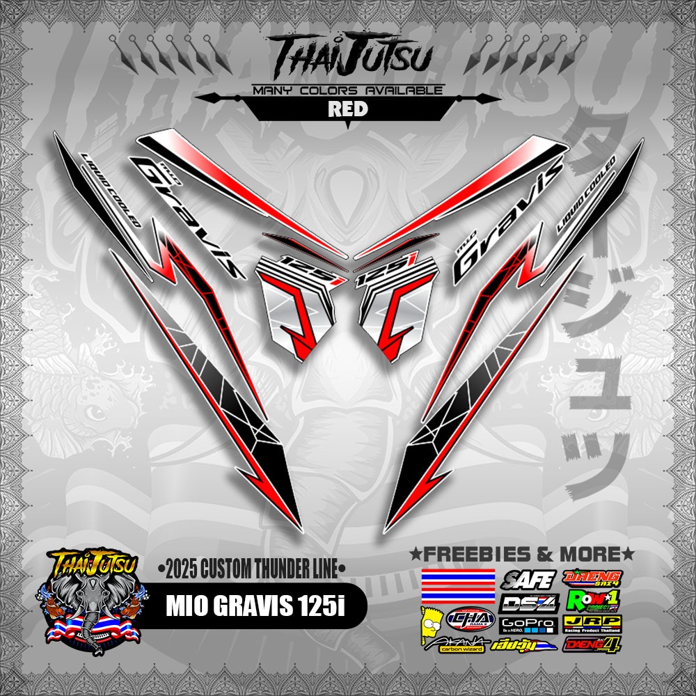 MIO GRAVIS 125i STICKER DECALS ( 2025 CUSTOM THUNDER LINE ...