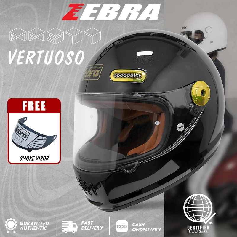 ZEBRA VERTUOSO Classic Helmet For Motorcycle Retro Helmet Full Face ...
