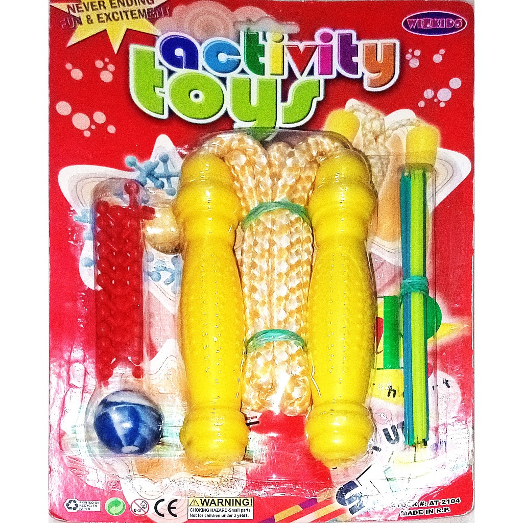 Jumping Rope with Jackstone and Pick up Sticks Set (Random Color ...