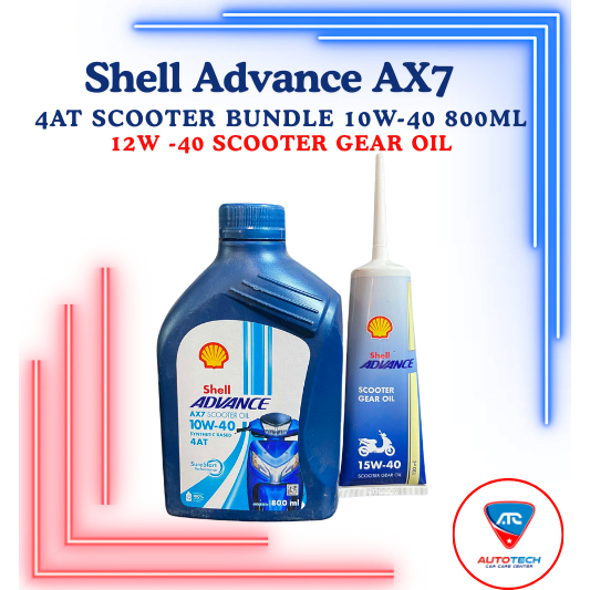 Shell Advance AX7 Scooter Bundle 10W-40 800mL with Bundle 15w-40 120mL ...