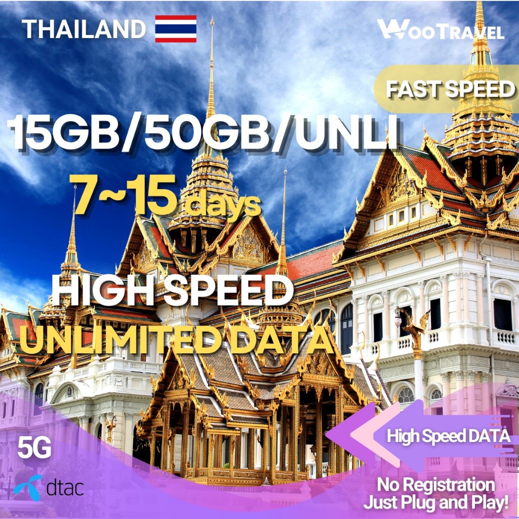 THAILAND Travel Sim Card 7~15DAYS【15/50/UNLI GB HIGH SPEED】4G/5G Data ...