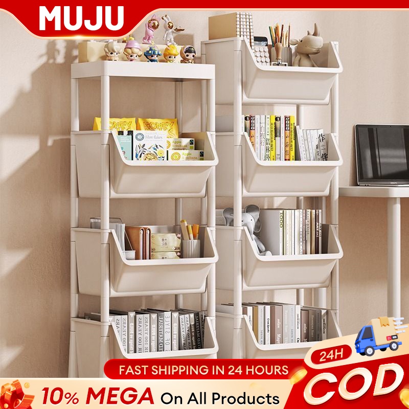 MUJU 3/4/5 Layers Trolley Cart Organizer Moving Rack Organizer Book ...