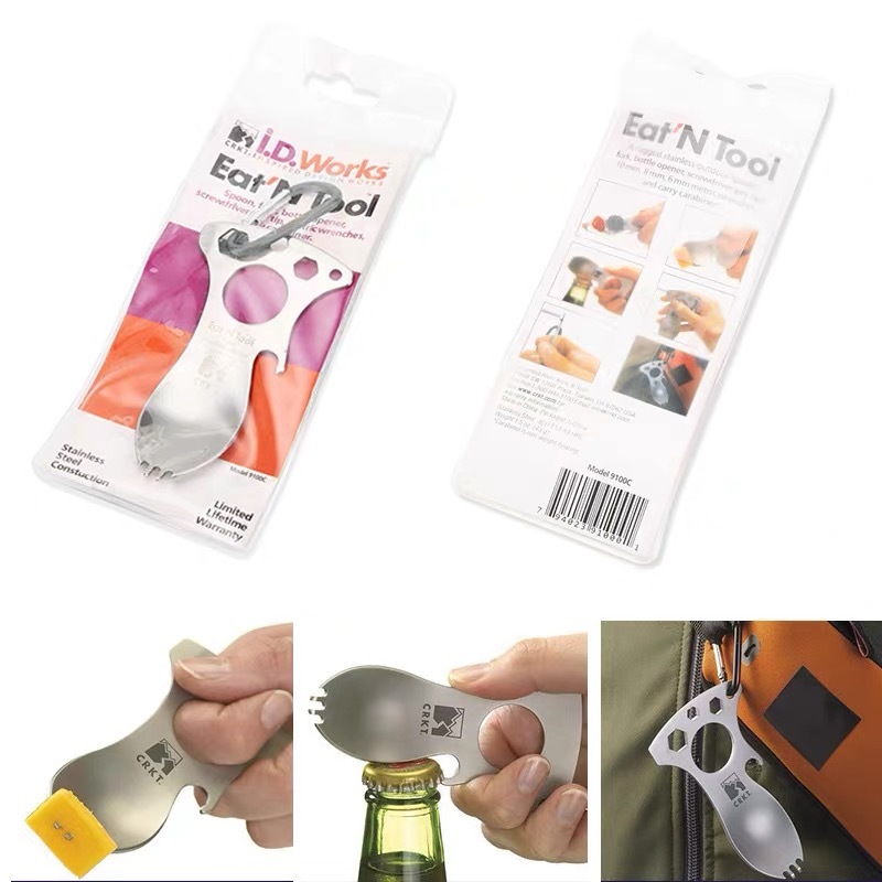 Multi-function Spoon Outdoor Camping Stainless Spoon Opener Tools Screw ...