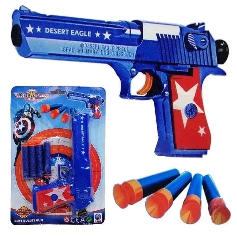 Captain America Soft Bullet Gun Launcher Toy for Powerful Shooting Game ...