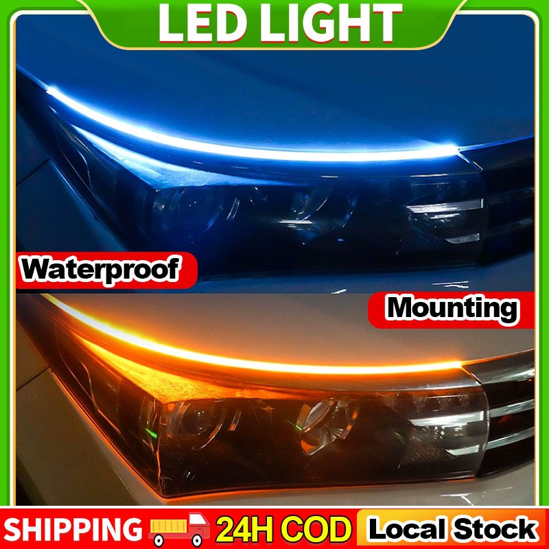 2PCS Car Led DRL Daytime Running Light Strips Waterproof Auto Headlight ...