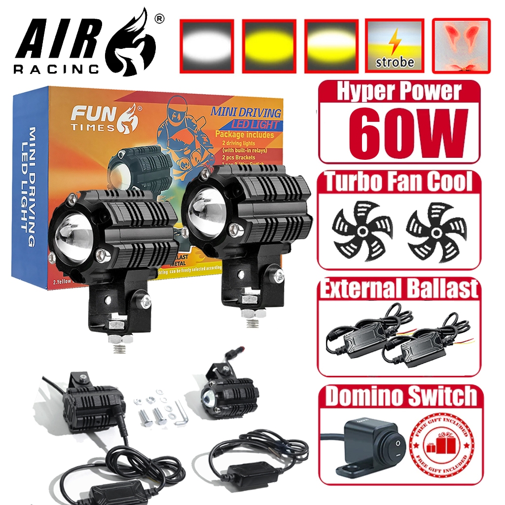 Funtimes Brand Mini Driving Light V8 Pro White +Yellow and Red Singl ...