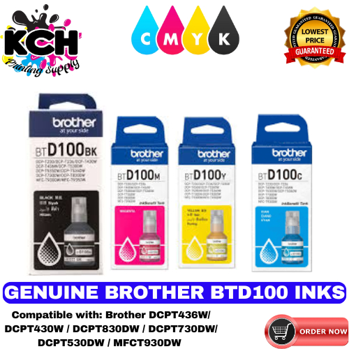 100% ORIGINAL Brother BTD100 Ink Bottle (BLACK/MAGENTA/YELLOW/CYAN ...