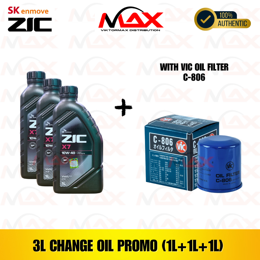 SK ZIC 3 Liters X7 10W40 For GASOLINE Engine with C-806 Vic Oil Filter ...