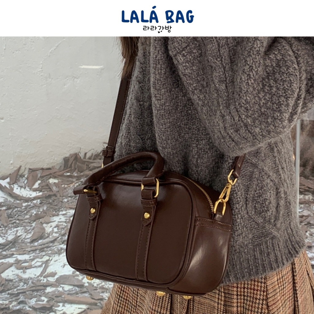 LALÁ BAG Small Retro Style Doctors Rectangular Bowling Bag with Long ...