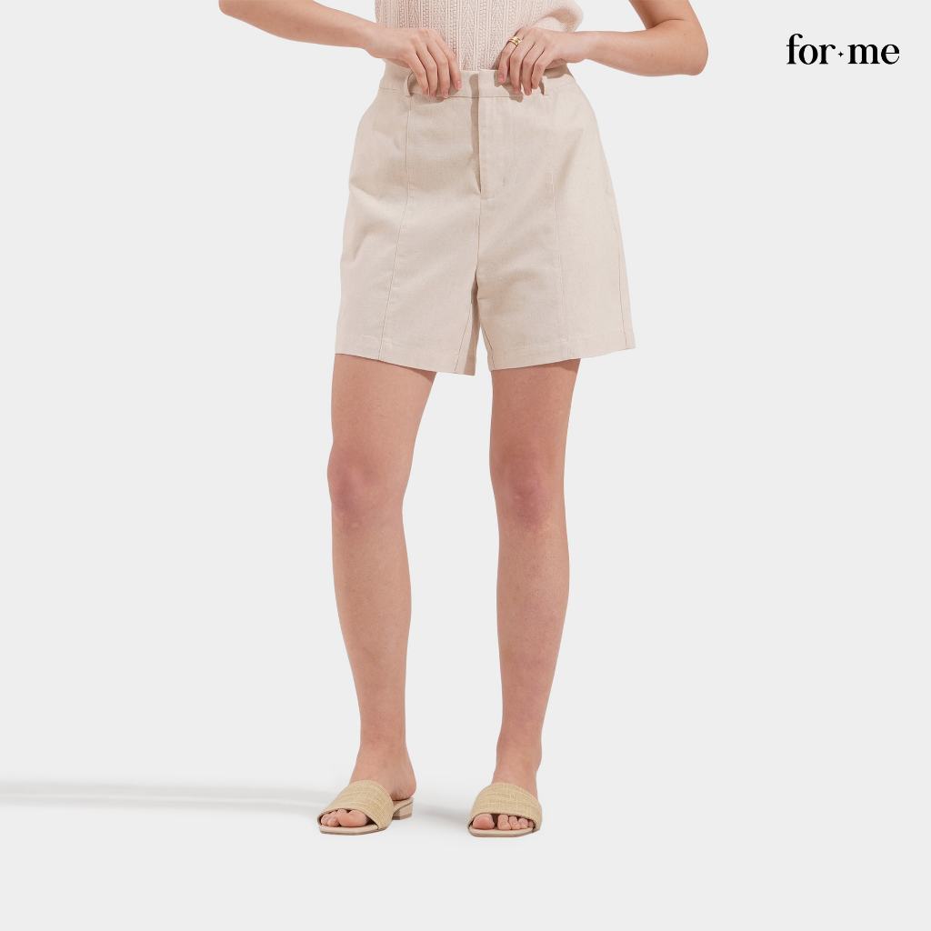 ForMe Linen Pintuck Shorts For Women (Beige) | Shopee Philippines