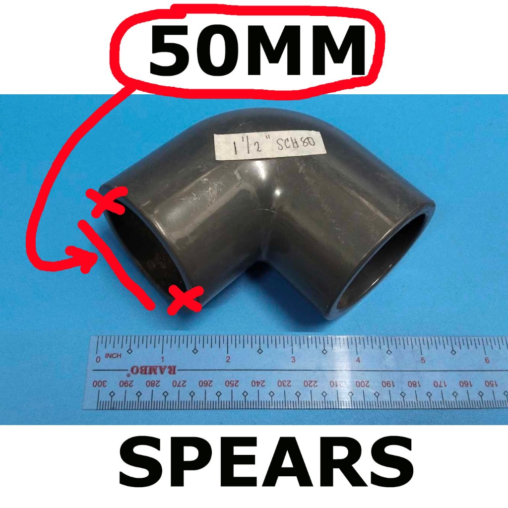 SPEARS PVC ELBOW 50MM X 90° SCH80 SOCKET GREY FOR HOT AND COLD WATER ...