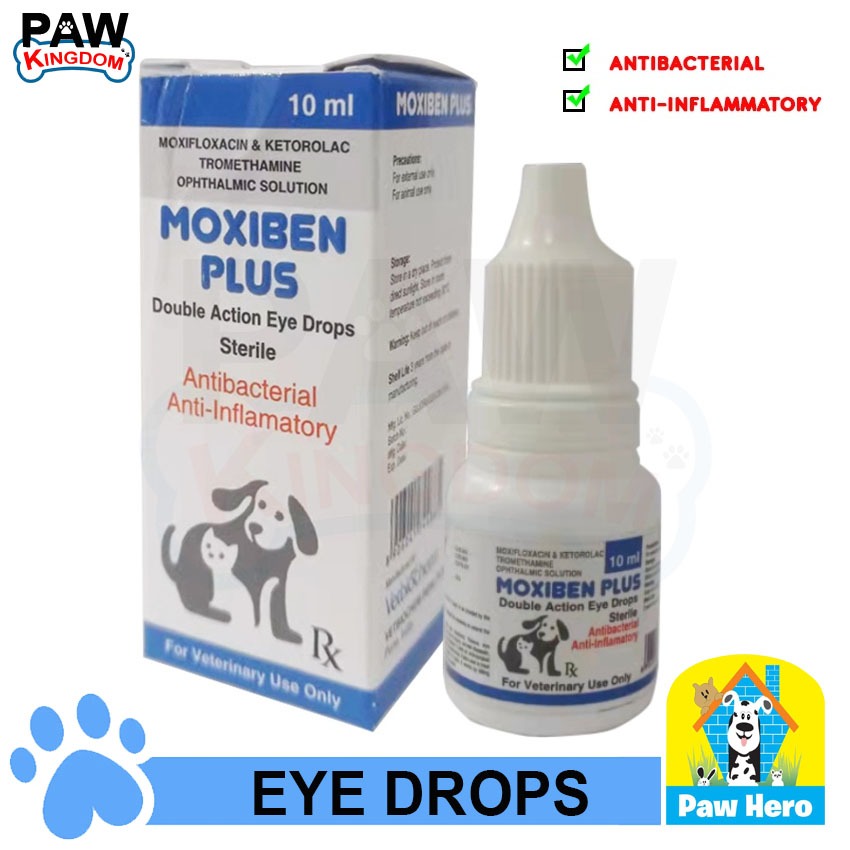Moxiben Plus Double Action Eye Drops Sterile Antibacterial Pet Eye ...