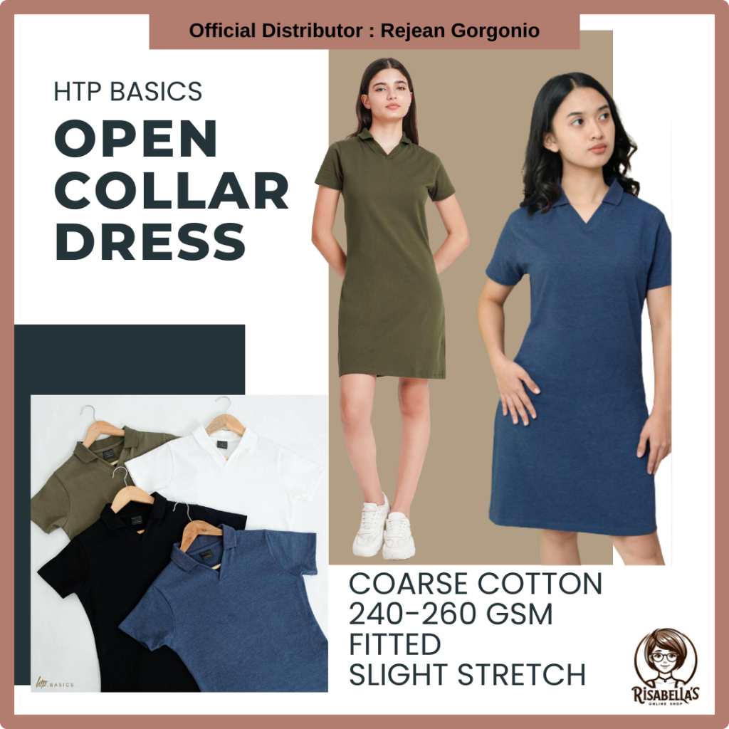 HTP Basics Open Collar Dress - Polo Dress - Coarse Cotton Fabric ...