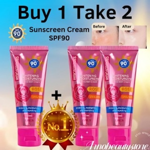 Original Rose SPF90+ PA+++ Sunscreen Cream High Protection UV+ KISS Whitening Tinted Sunblock ...