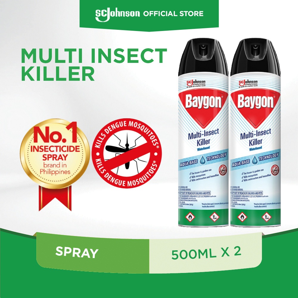 Baygon Multi Insect Killer Water-Based Twin (500ml x 2) | Shopee ...