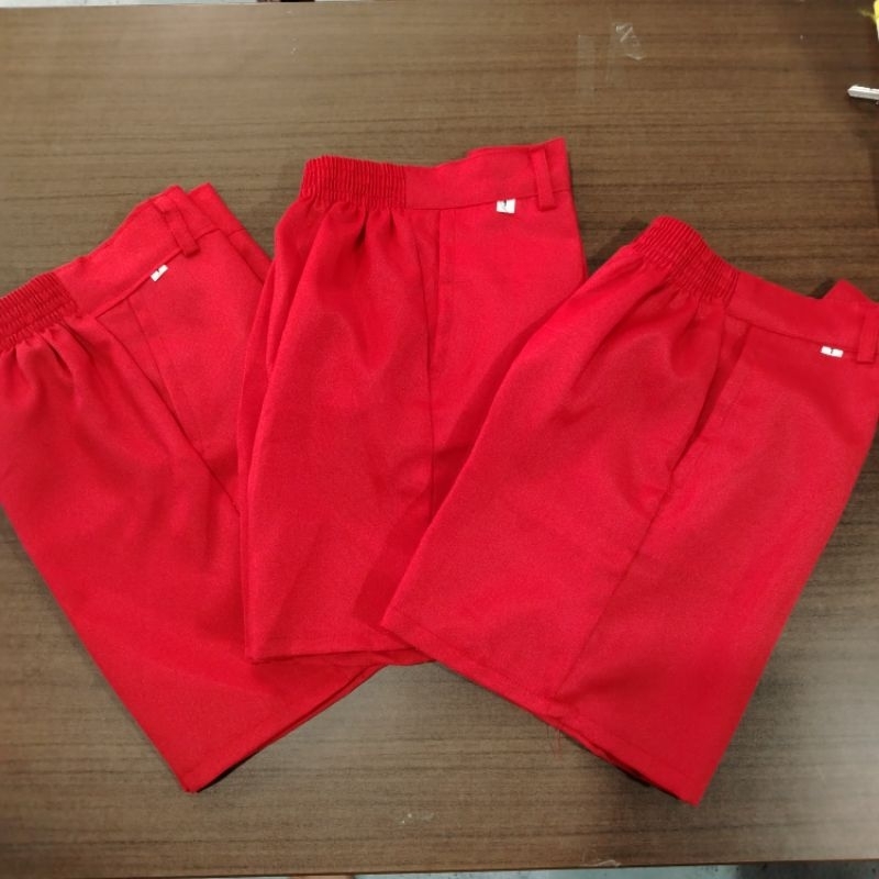 SCHOOL UNIFORM SHORTS RED COLOR PLAIN KIDS TO TEEN KATRINA FABRIC ...