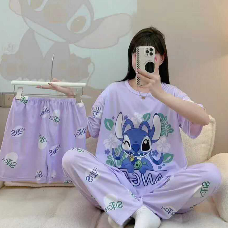 Stitch Pajamas Terno Sleepwear Pambahay Plus size Fit to XL | Shopee ...