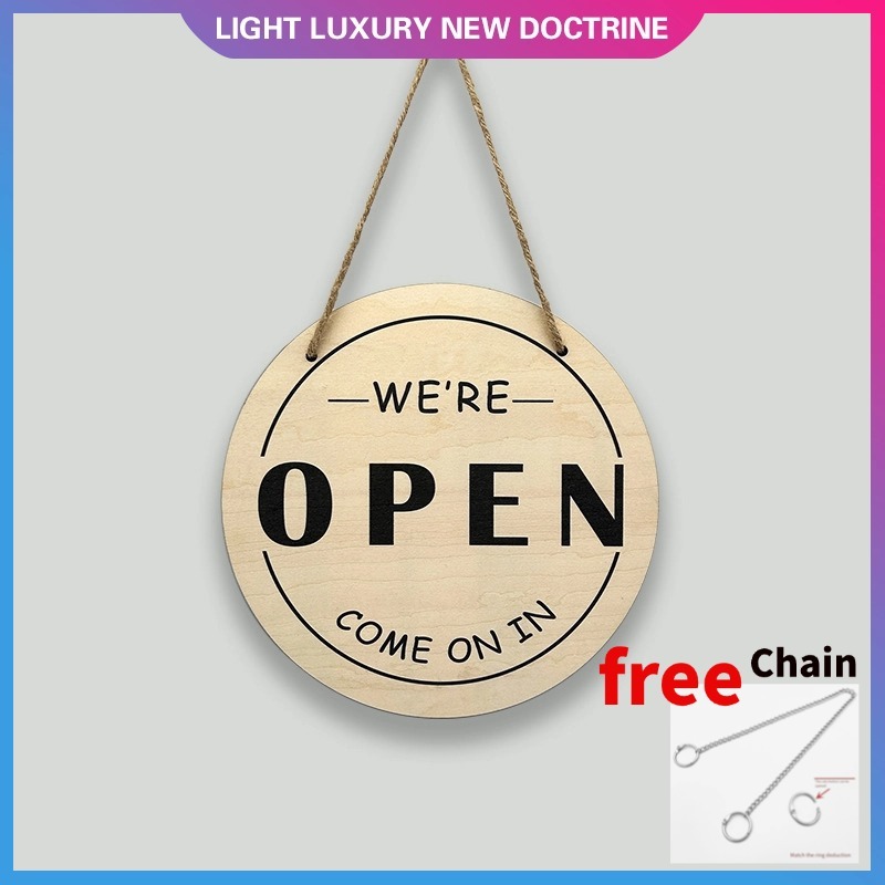 Open close Sign - open closed signage Shop reminder doorplate hemp rope ...