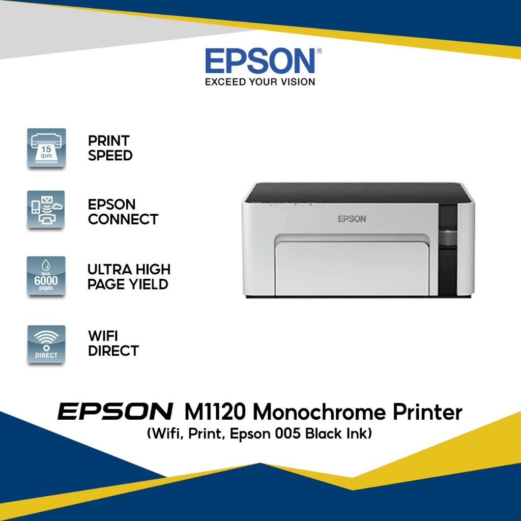 Epson M1120 Monochrome Printer (Wifi, Print, Epson 005 Black Ink ...