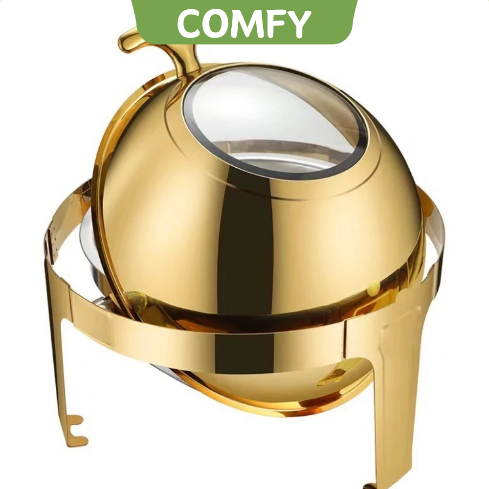 Buffet Heater Stainless Steel Gold Round Buffet Stove With Lid Rolling ...