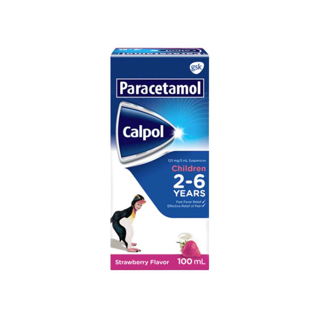 CALPOL Paracetamol Strawberry 120mg/5ml Suspension 100ml (2-6 years old ...