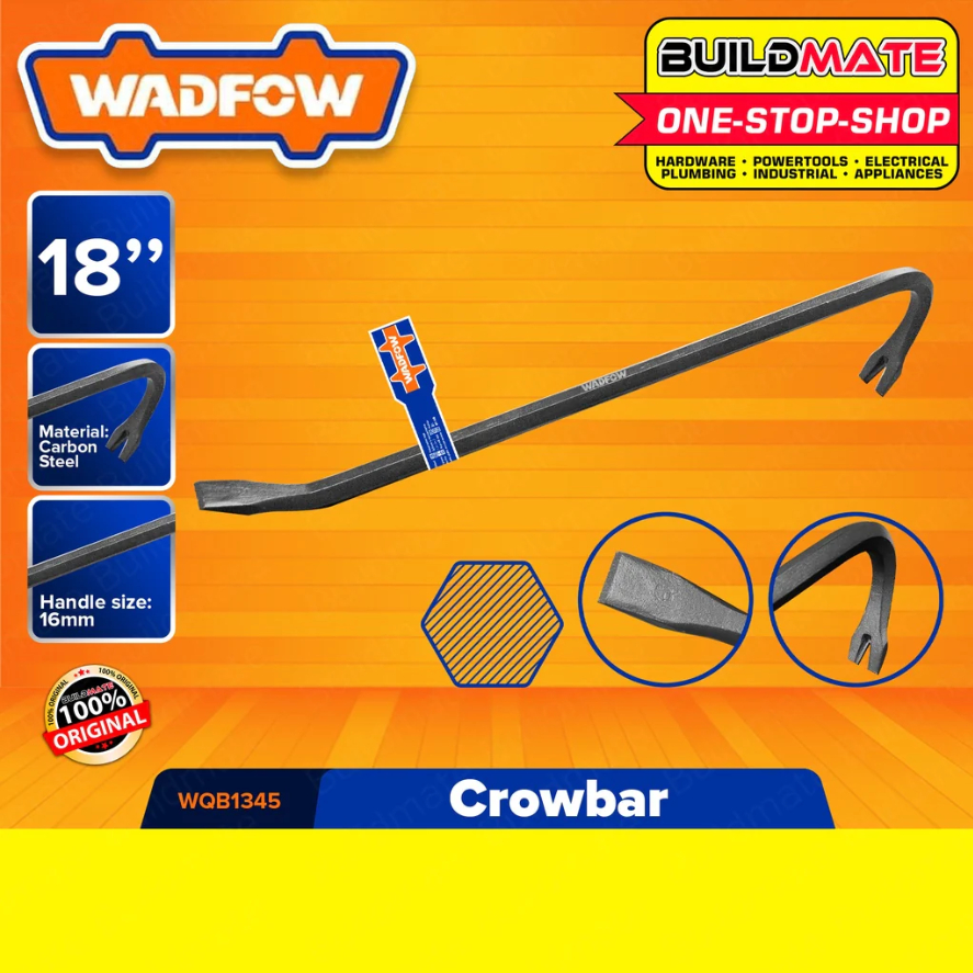 WADFOW Crowbar 450MM 18" Inch Wrecking Bar Demolition Nail Puller End Chisel WQB1345 •BUILDMATE ...