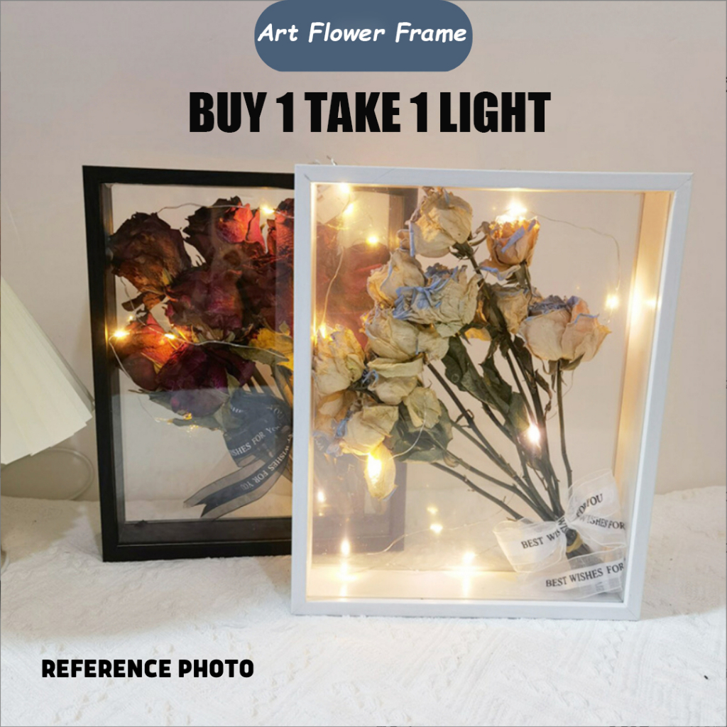 Dried Flower Frame Light Free Shadow Box Depth 4CM DIY Photo Transparent Glass Wooden Crafts 3D ...