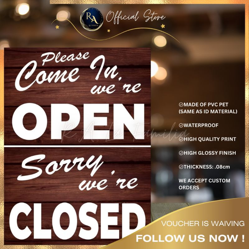 R.A BACK TO BACK OPEN CLOSED PVC SIGNAGE, BIG. WATERPROOF | HIGH GLOSSY ...