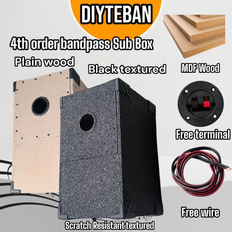D8 4th Order Bandpass 8 Inch BOX ONLY with 3x4 Air Tube Subwoofer ...