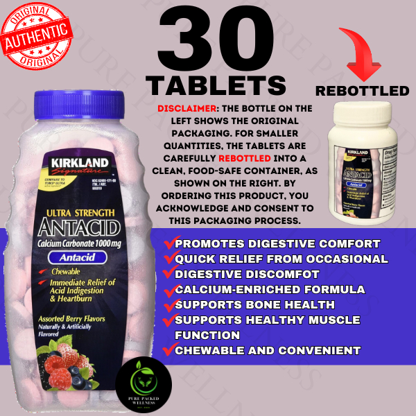 30 Chewable Tablets - Authentic Kirkland Signature Ultra Strength ...