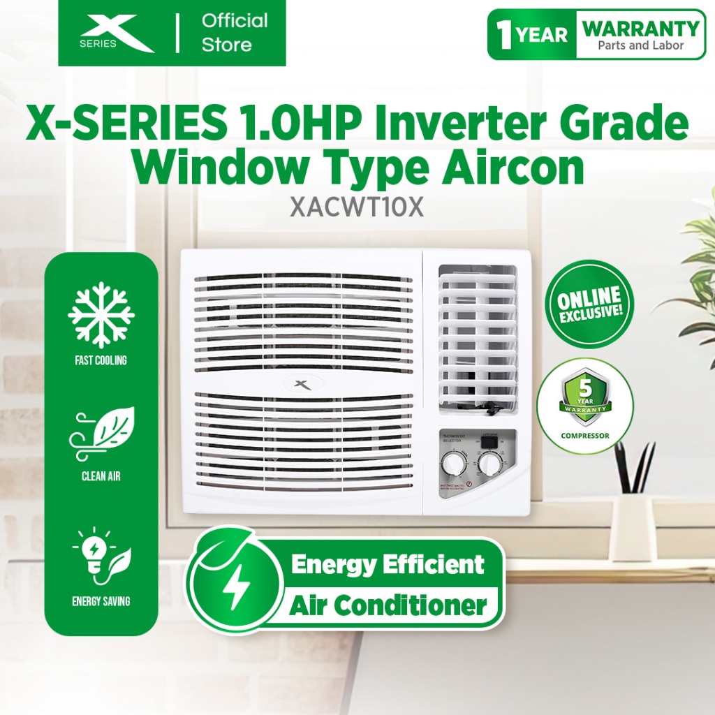 X-SERIES 1HP Window Type Inverter Grade Aircon with Silver Ion Filter ...