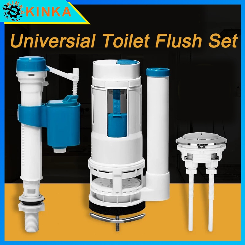 3pcs Toilet Flush Set Fittings Dual Button Flush Valve Toilet Inlet ...