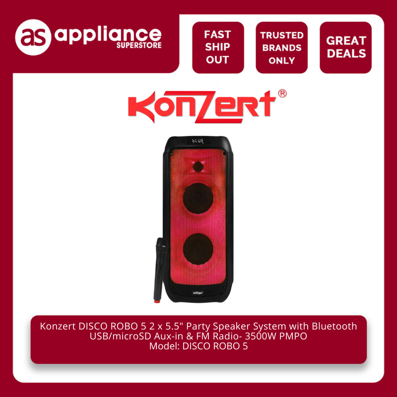 Konzert DISCO ROBO 5 2 x 5.5" Party Speaker System with Bluetooth USB ...