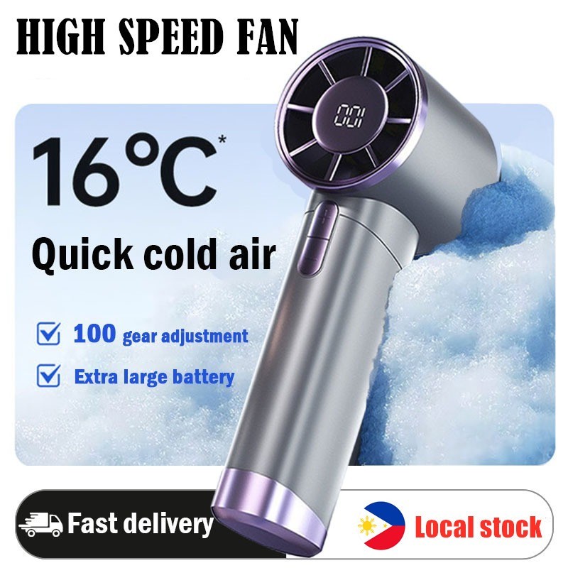 LED Digital Display Bladeless Cold Hand Fan 2025 New Portable 100 Gears ...