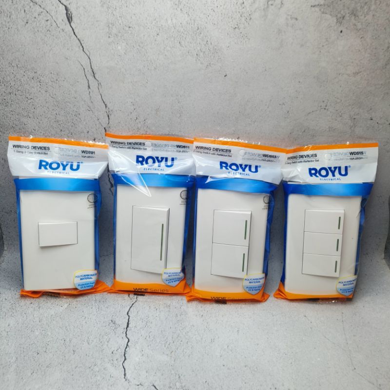 Royu Wide Series Switch w/ Plate 1 Gang 3Way(WD701), 1 Gang(WD511), 2 ...