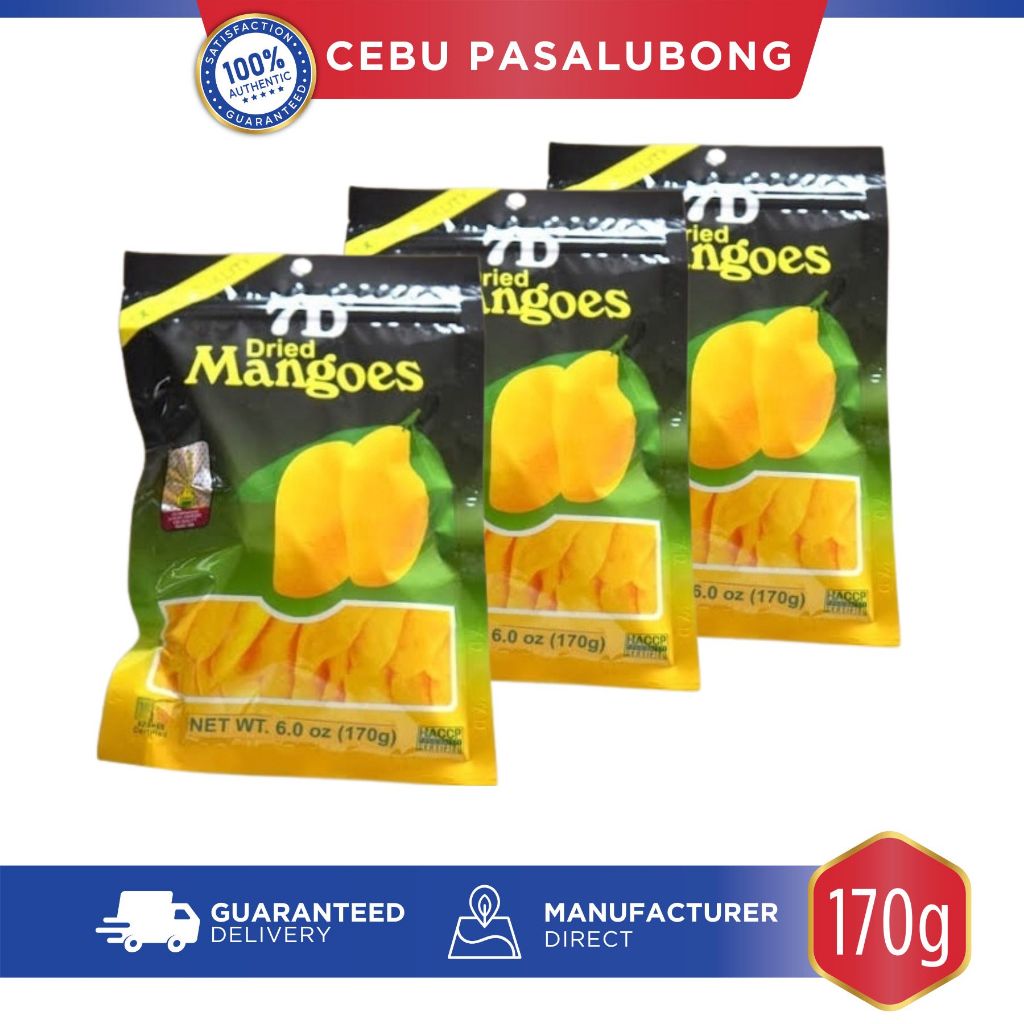 7D Dried Mango Cebu, Cebu Best Dried Mangoes, 70g, 80g, 100g, 170g ...