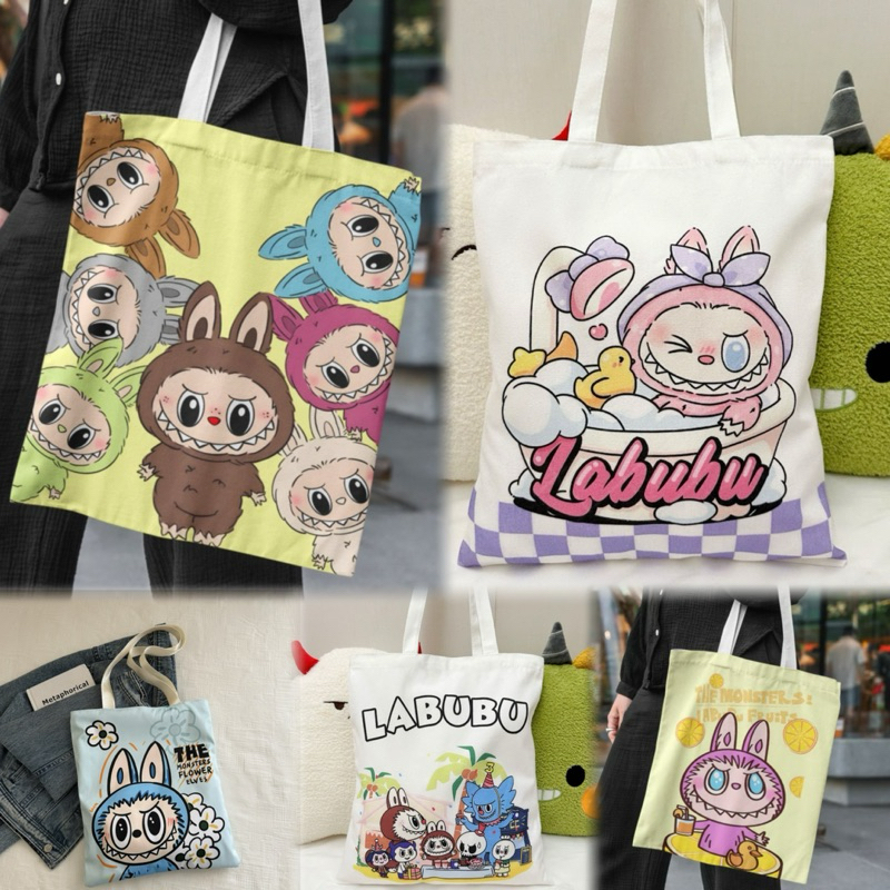 Labubu Tote Bag Canvas Handbag Shopping Bag Messenger Bag Large ...