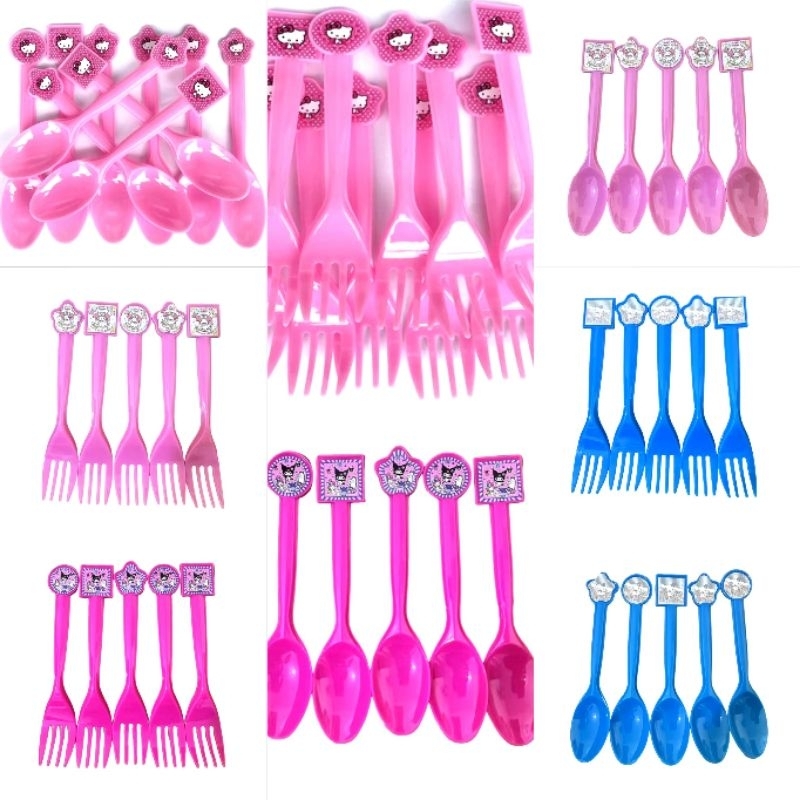 10pcs Sanrio Character Spoon and Fork Disposable Hello Kitty Kuromi ...