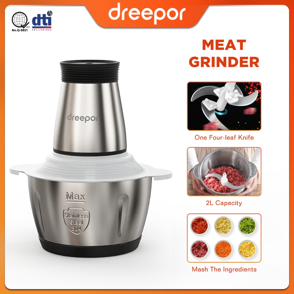 Dreepor 2L-5L Meat Grinder Electric Mincer Stainless Steel Chopper and Blender Multi Food ...