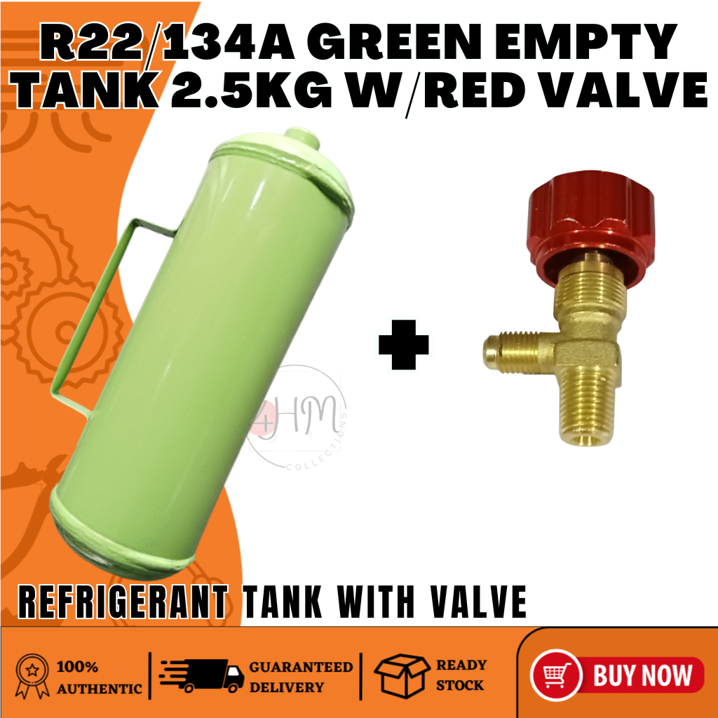 4HMC EMPTY TANK 1.5KG/2.5KG WITH/OUT VALVE RED/GLD R22/R134A GREEN ...