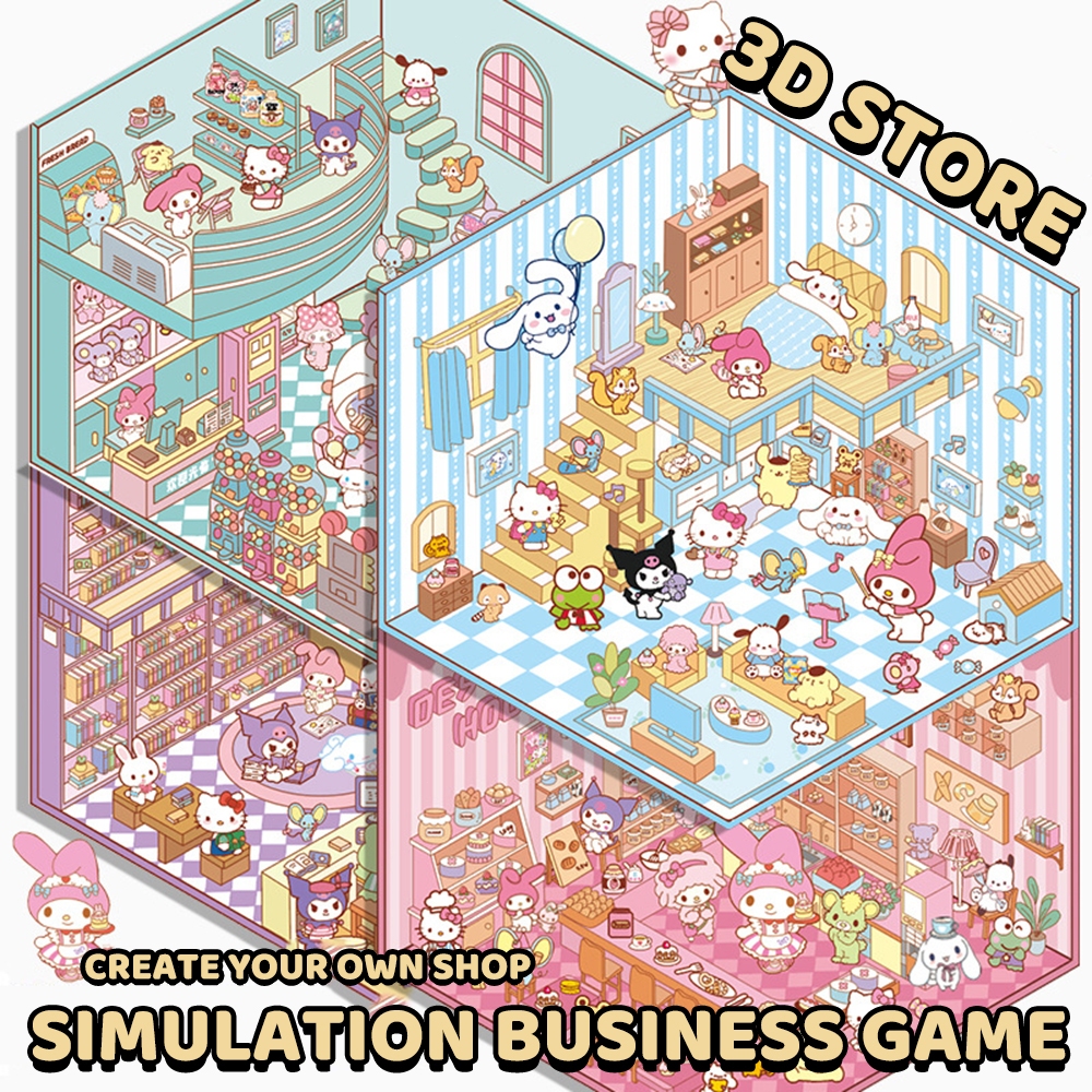 3 Sheets Sanrio Waterproof 3D PET Lovely Stickers DIY Scene Landscaping ...