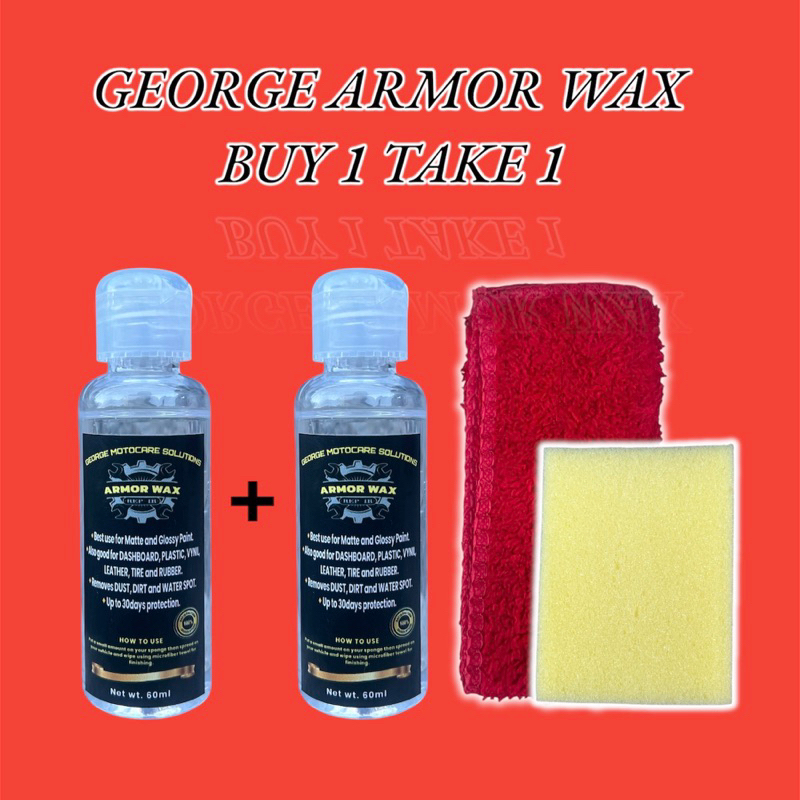 GEORGE ARMOR WAX 60ML buy 1 take 1 FREE SPONGE AND TOWEL, | Shopee ...