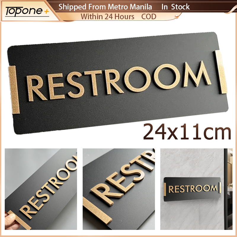 Creative Restroom Sign 24x11cm Acrylic Self-adhesive Rectangular Sign ...