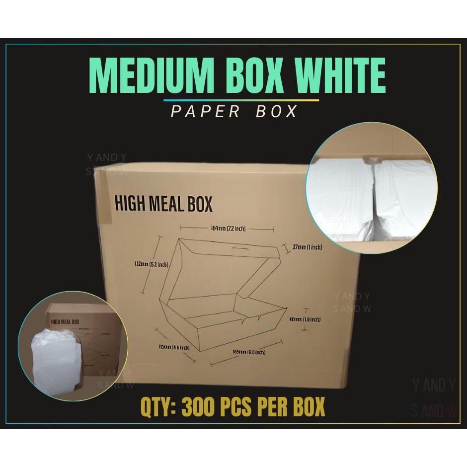 Paper Take-out Box Medium white (300 pieces) ,LB1, High Meal box ...